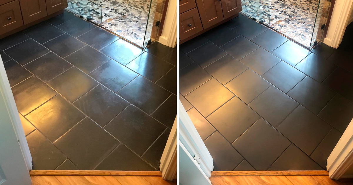 Grout Sealing: Black Tiled Floor Gets Professionally Restored in Soho NY