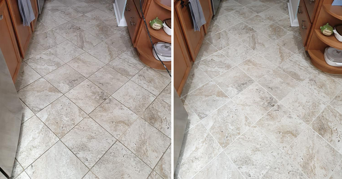 A Kitchen Floor Received Top-Tier Services from Our Grout Sealing Experts
